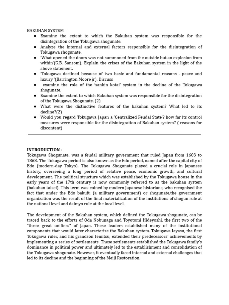 BAKUHAN SYSTEM | PDF