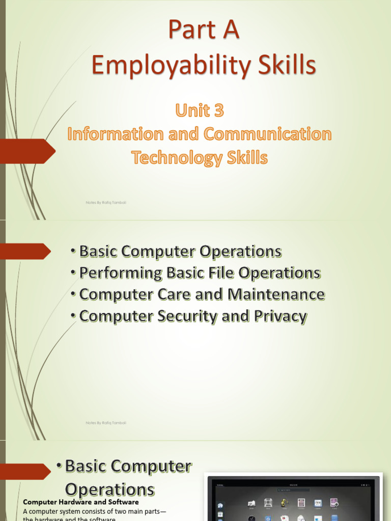 Class 10 Unit 3 ICT Skills | PDF