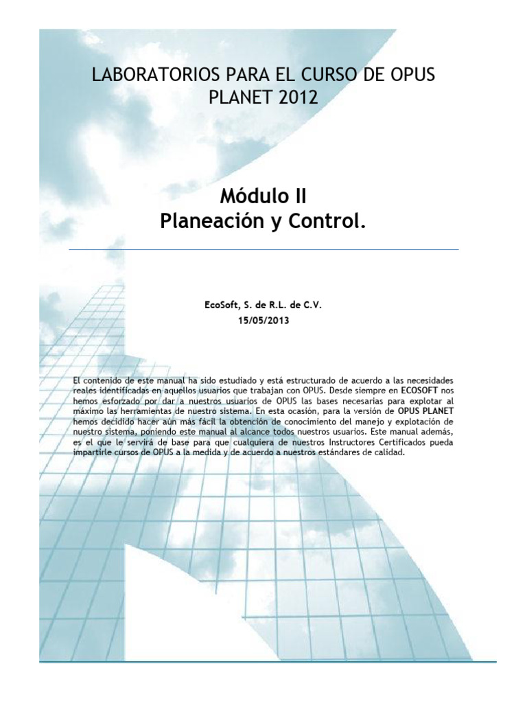 Manual OPUS-Planeacion y Control | PDF | Business | Tecnología