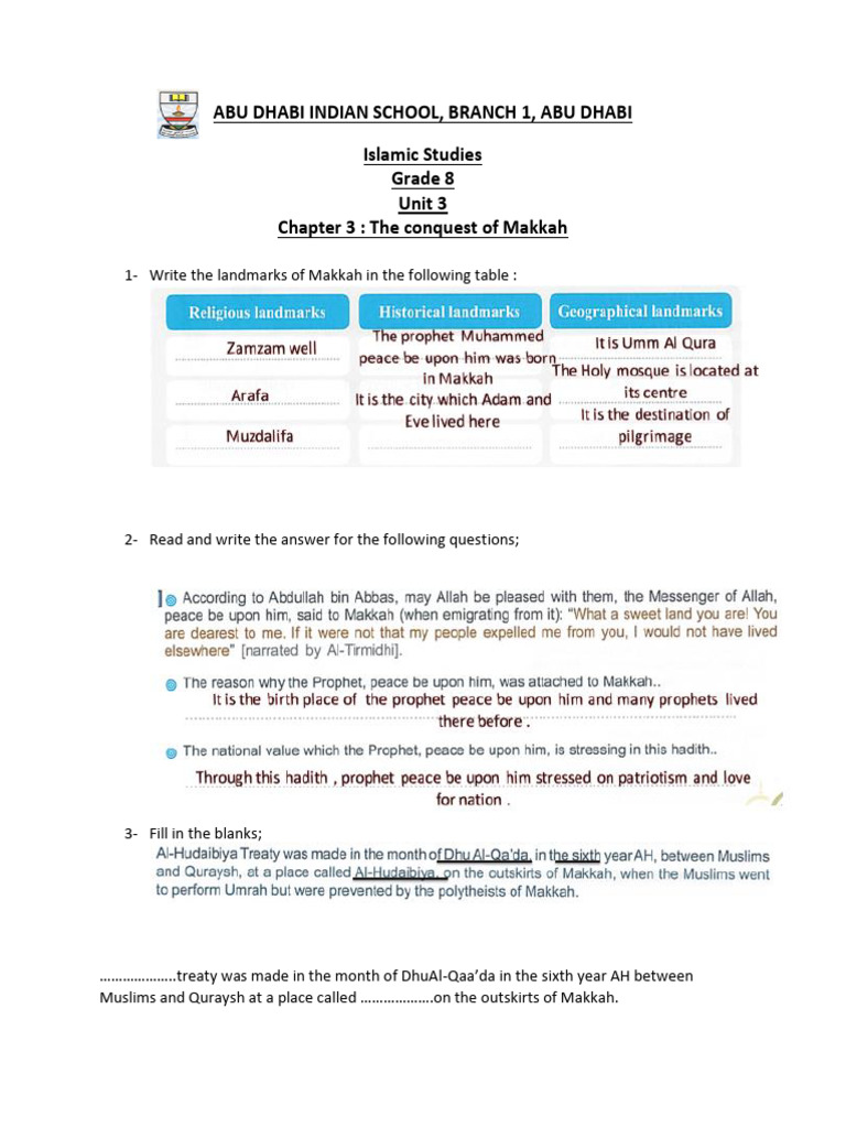 unit 3 lesson 3 the conquest of Makkah | PDF