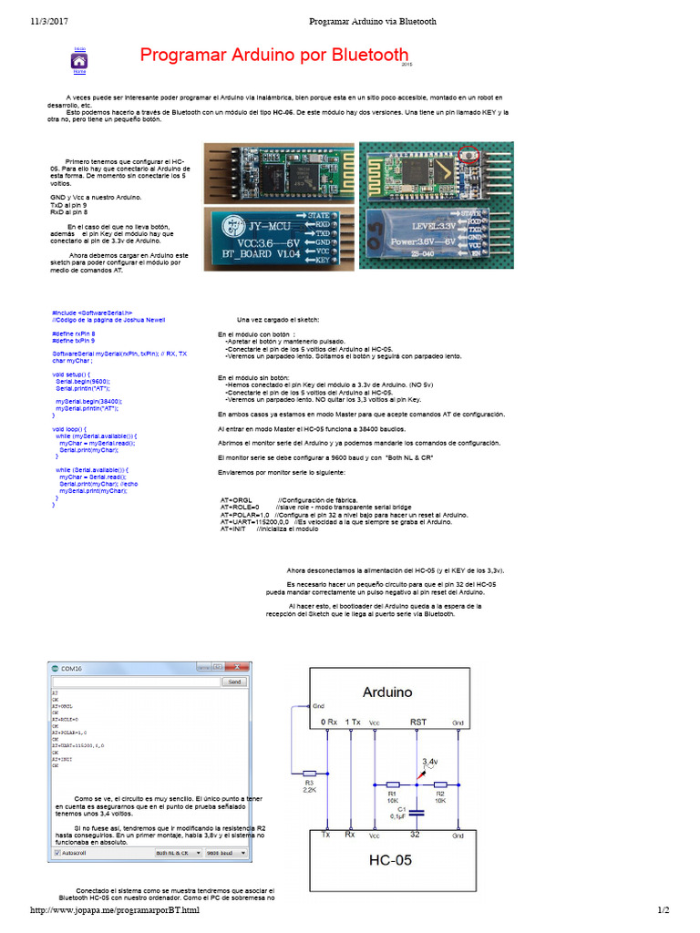 Programar Arduino por Bluetooth | PDF
