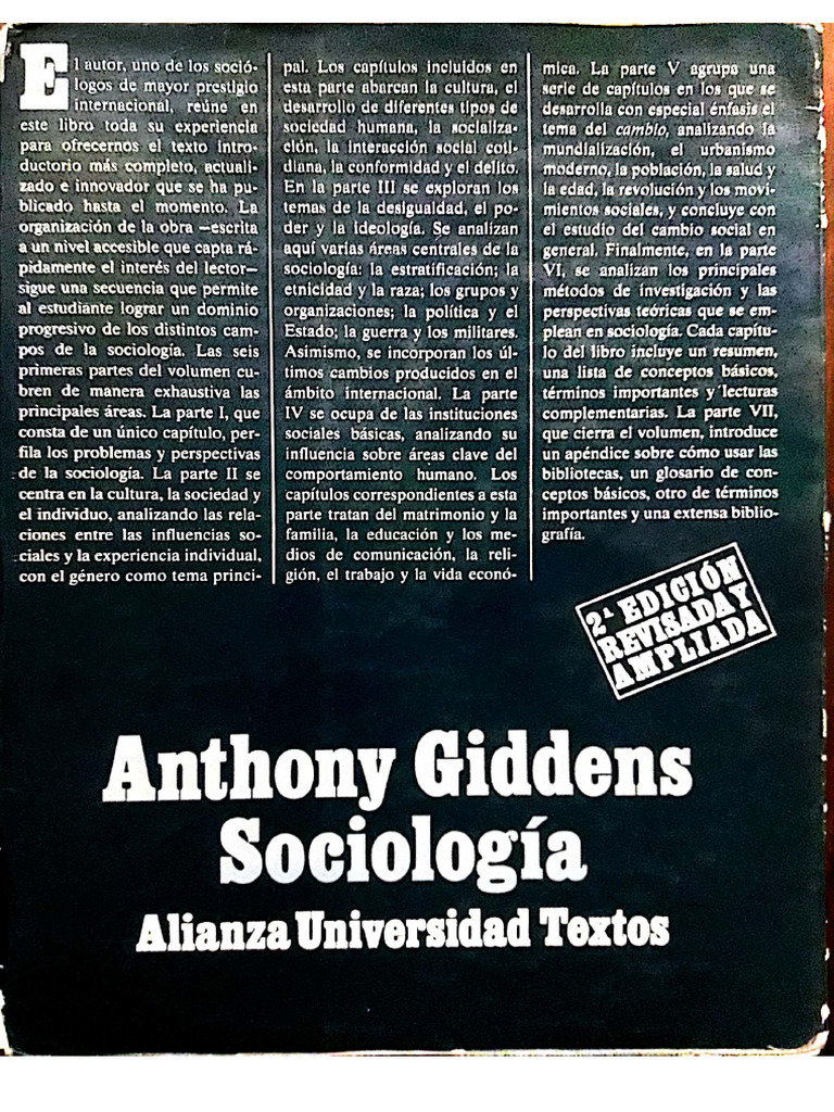 Cap. 4 Interacción Social y Vida Cotidiana. Giddens, A | PDF