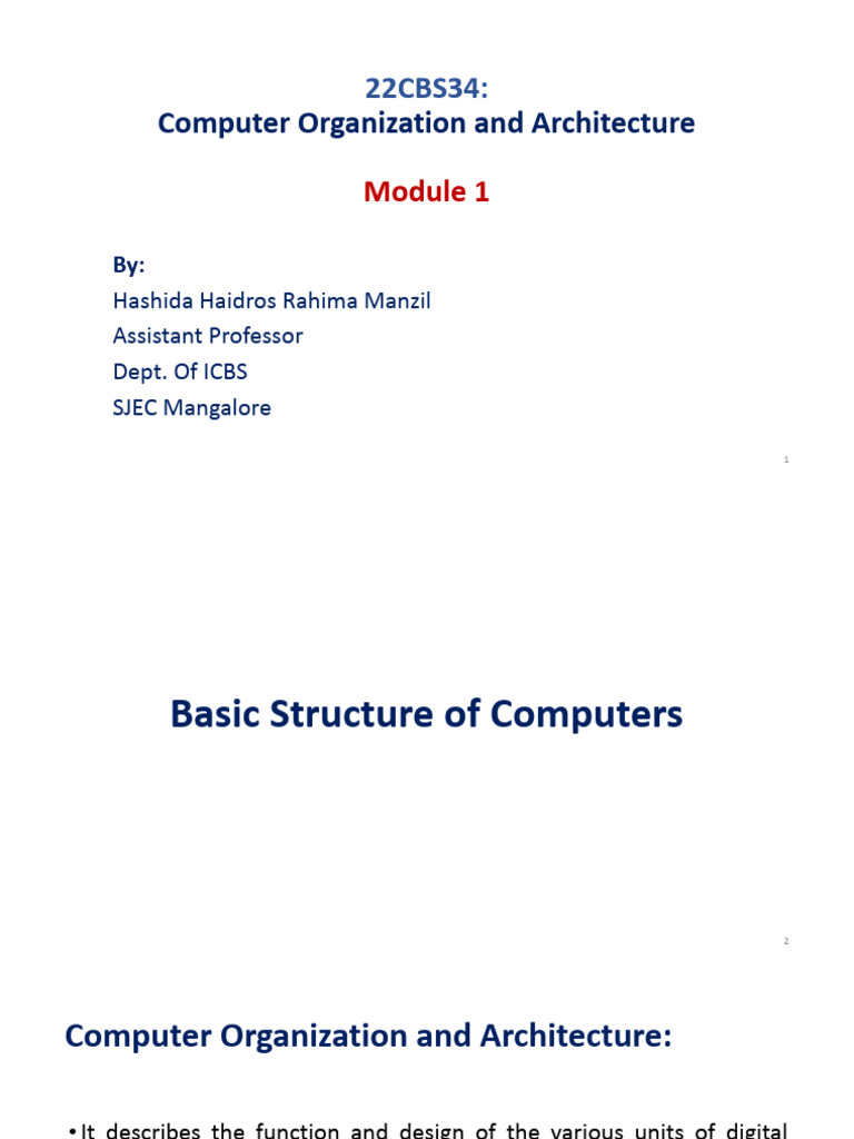 COA Module 1 | PDF