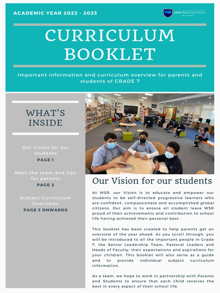 Grade 7 Curriculum Booklet | PDF