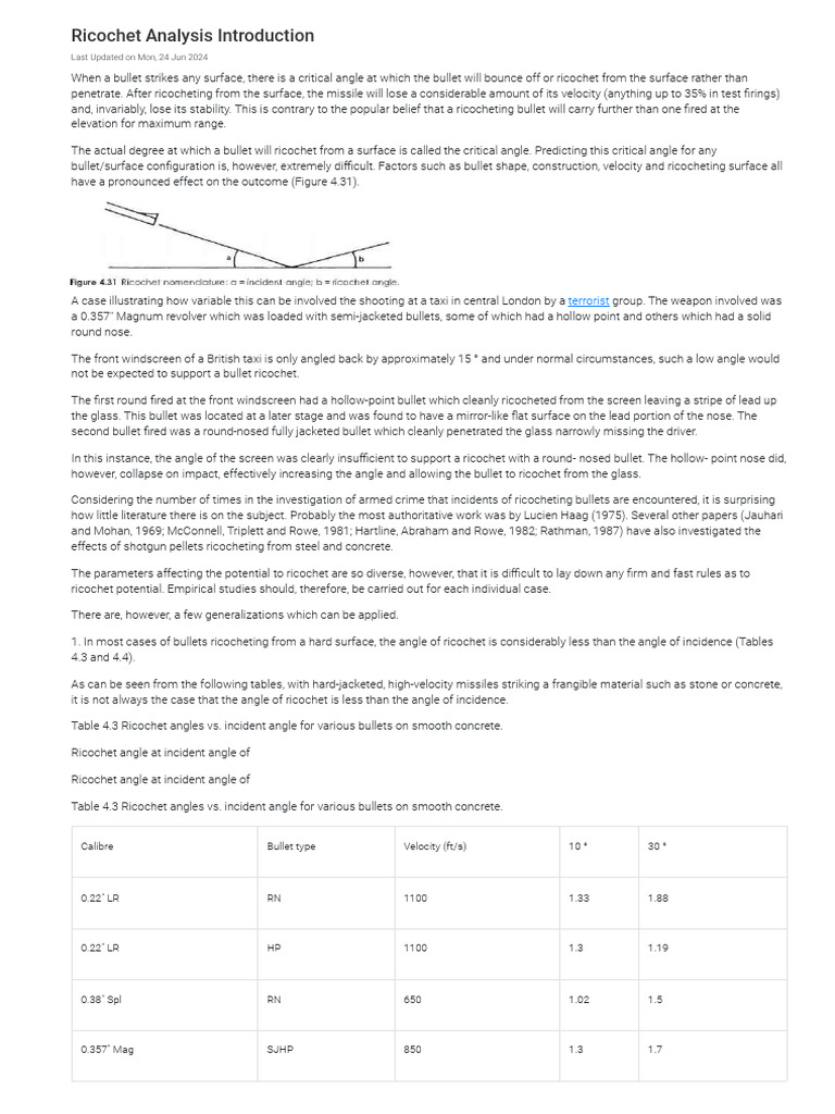 Ricochet Analysis Introduction - Ballistics - Bev Fitchett's Guns | PDF
