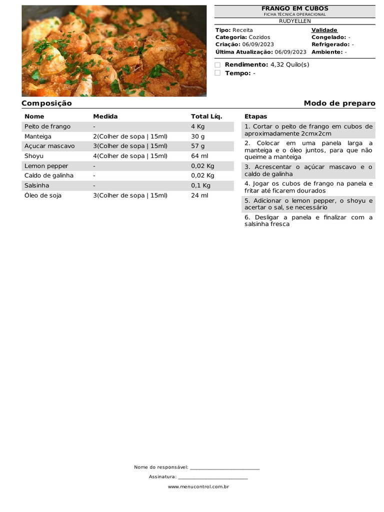 FRANGO EM CUBOS (4.315 Quilo) - 2 | PDF | Alimentos | Cocina