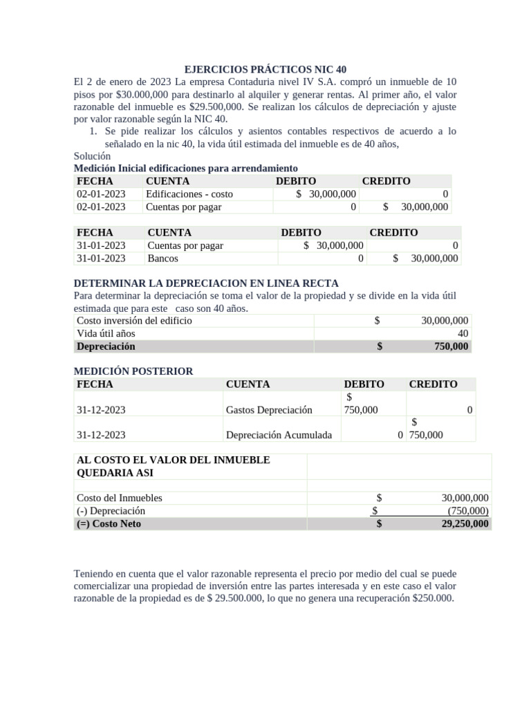 Ejercicios Prácticos Nic 40 | PDF