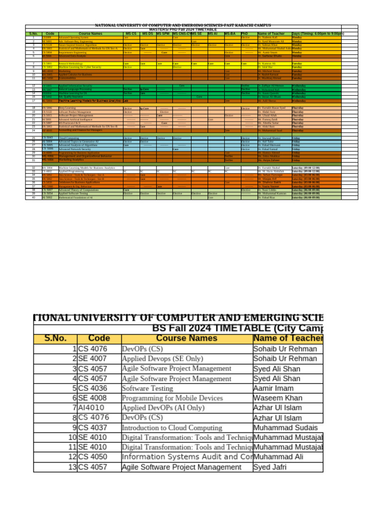 MS-Time Table Fall-2024 | PDF