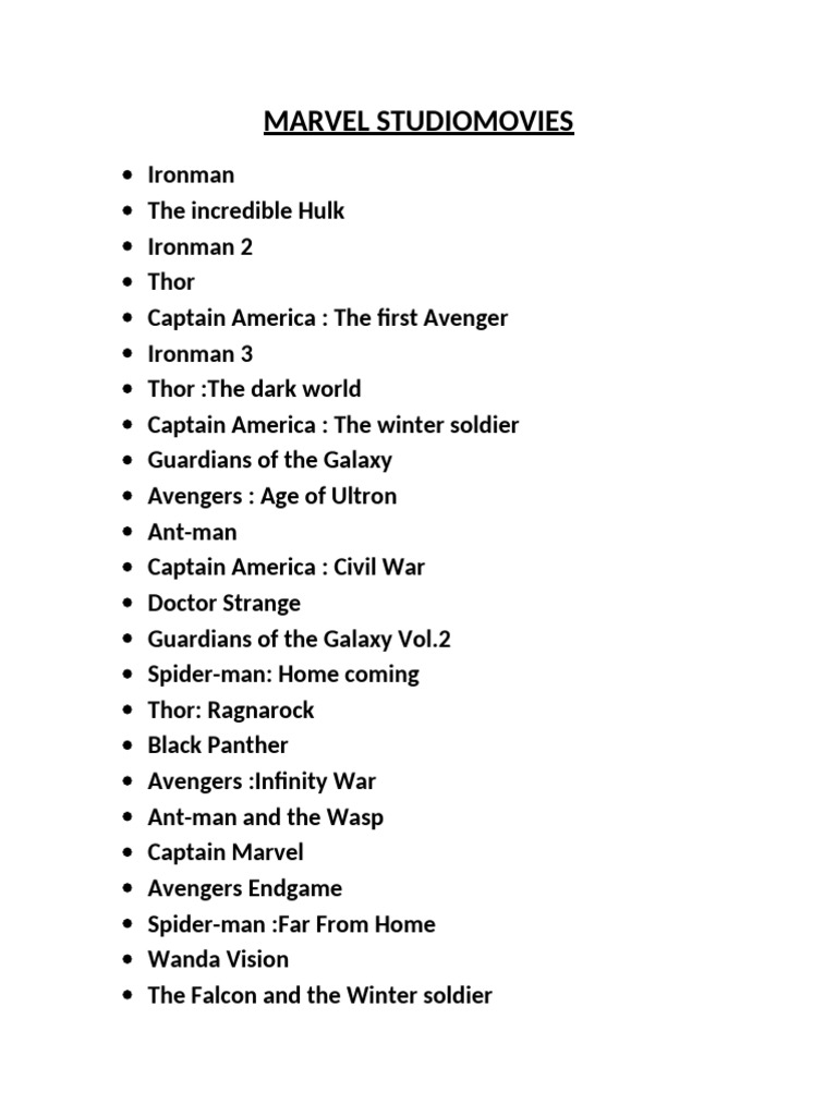 Marvel Studio Movies | PDF