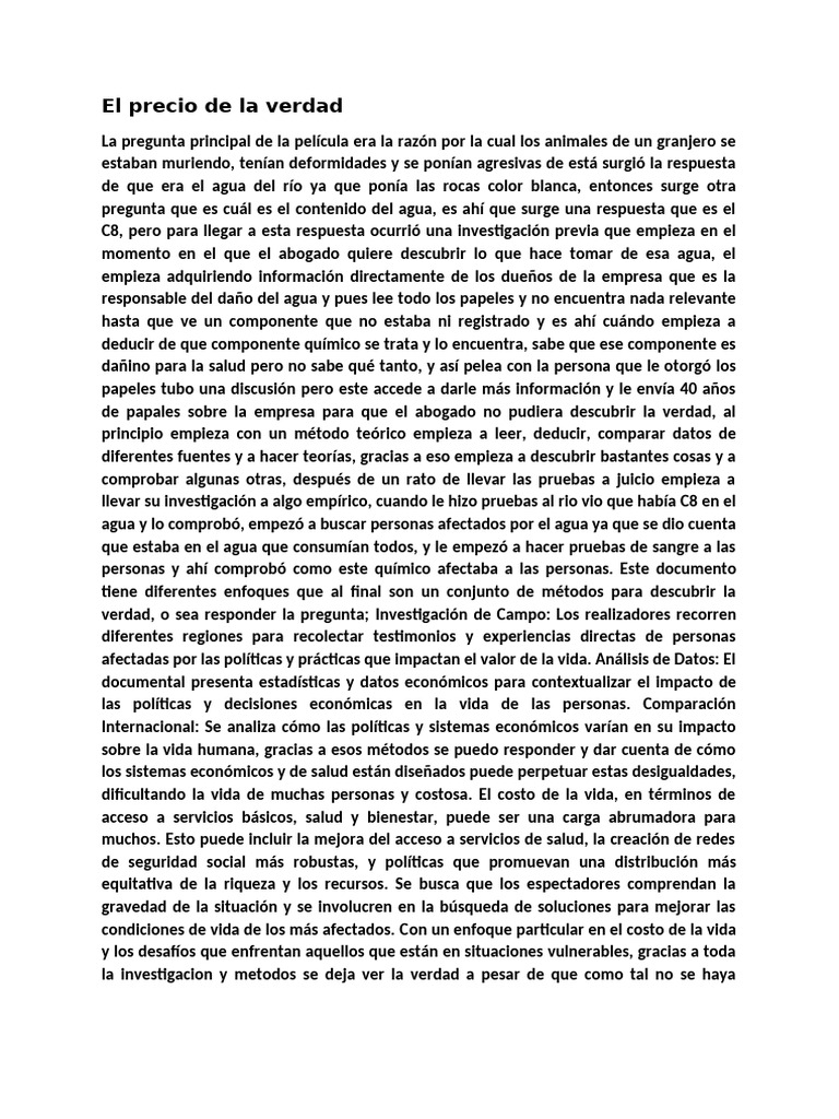 el precio de la vida | PDF