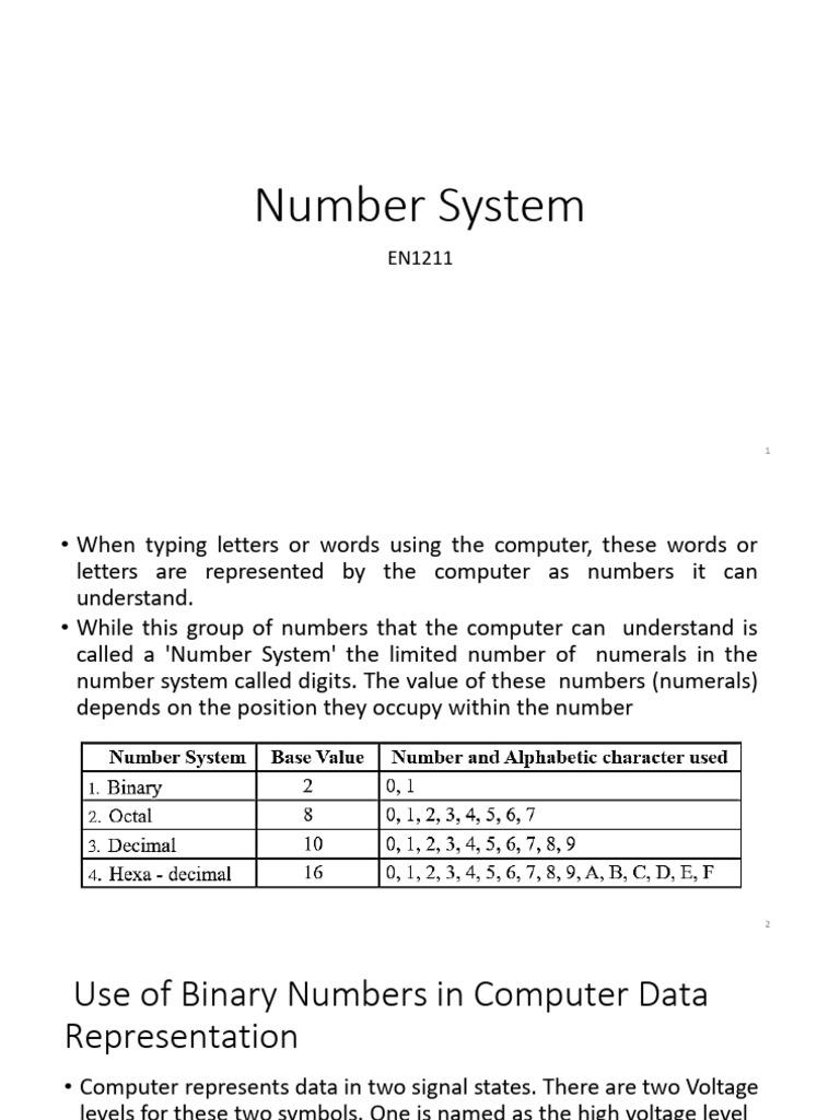 EN1211 Number System | PDF