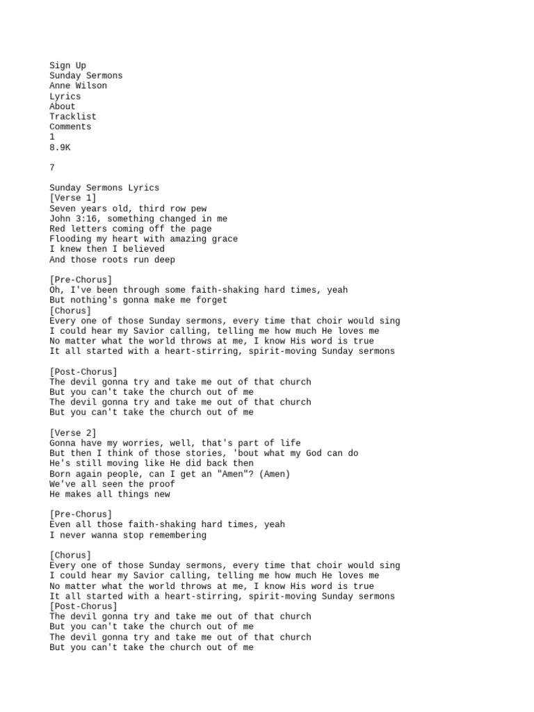 Anne Wilson Sunday Sermons Offi | PDF | Song Structure | Art