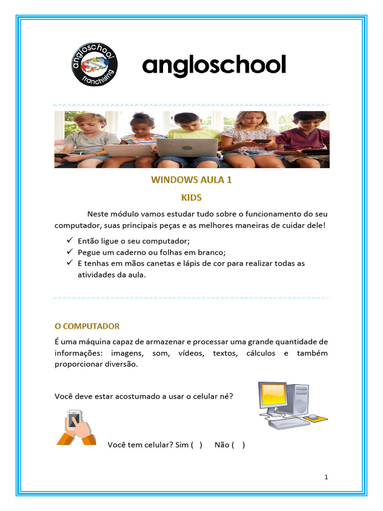 WINDOWS AULA 1 KIDS | PDF