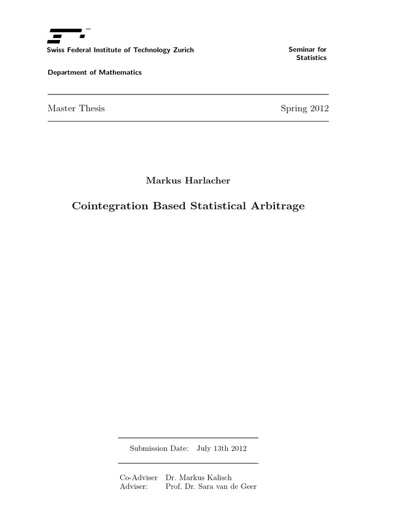Cointegration Based Statistical Arbitrage | PDF