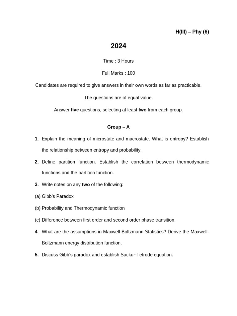 Sent-Up (B.Sc. Part - III) - Paper - VI | PDF