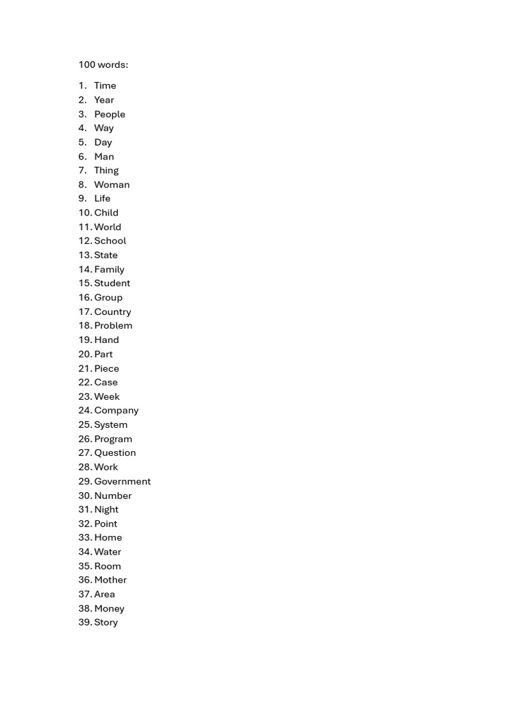 100 Words | PDF