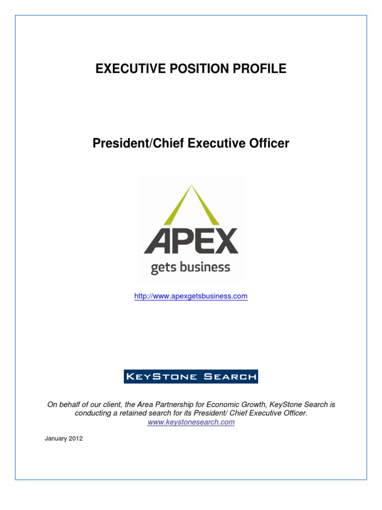 APEX President/CEO Position Overview | PDF | Strategic Management | Duluth