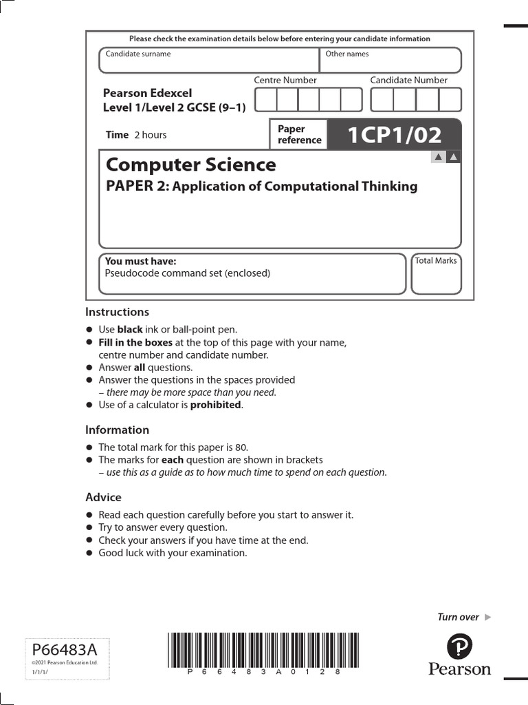 GCSE Computer Science Exam Paper | PDF | Computer Programming | Computing