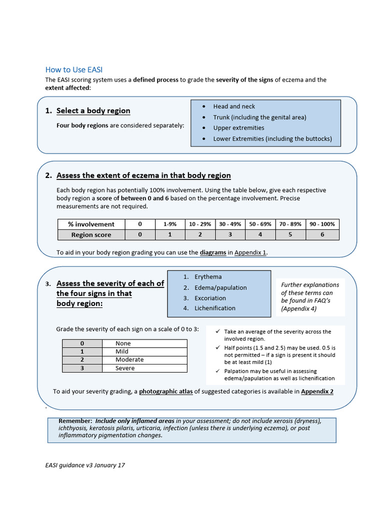 Easi User Guide Jan 2017 v3 | PDF | Dermatitis | Dermatology