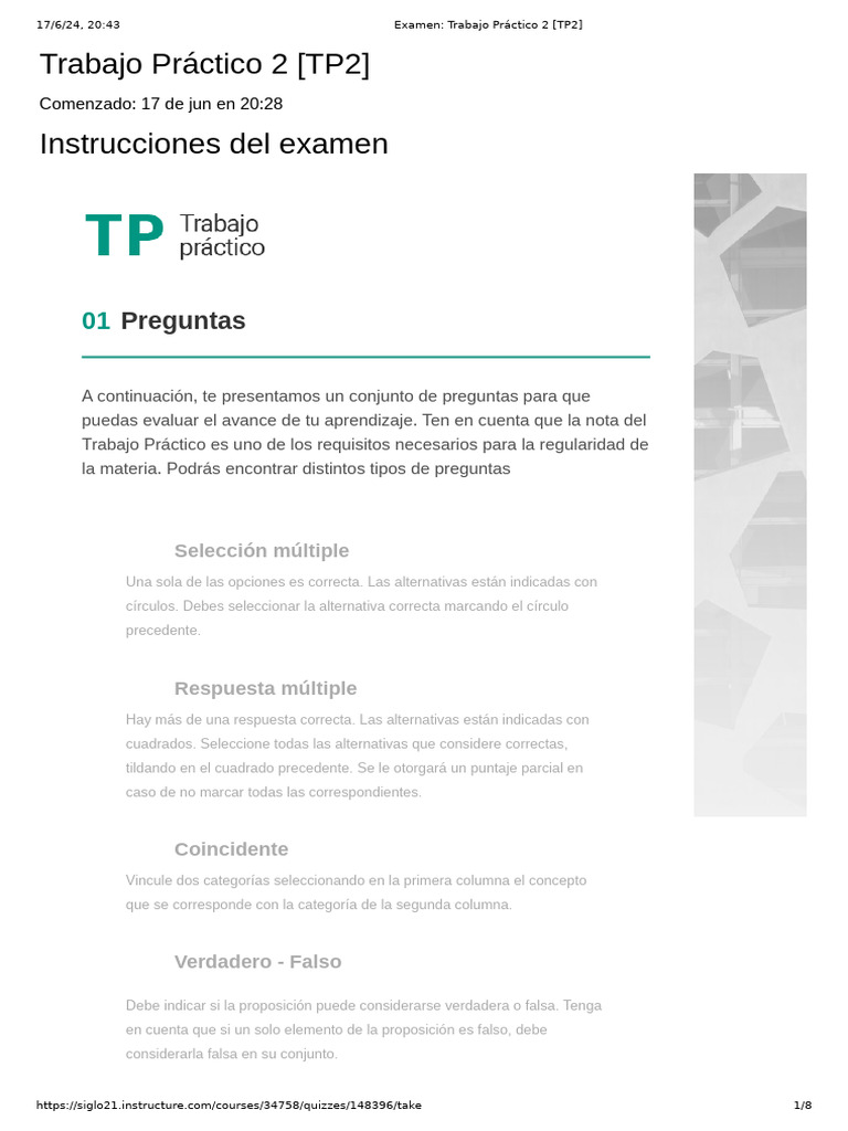 Examen - Trabajo Práctico 2 (TP2) 100 | PDF