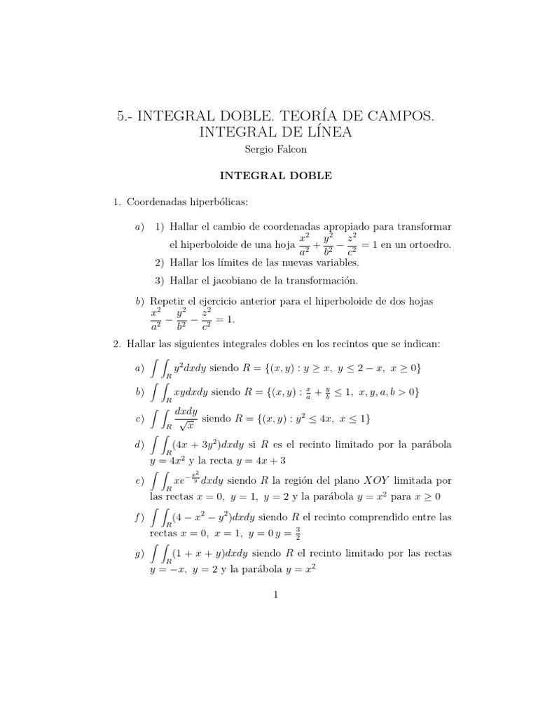 Ejercicios 05 Integral Doble | PDF