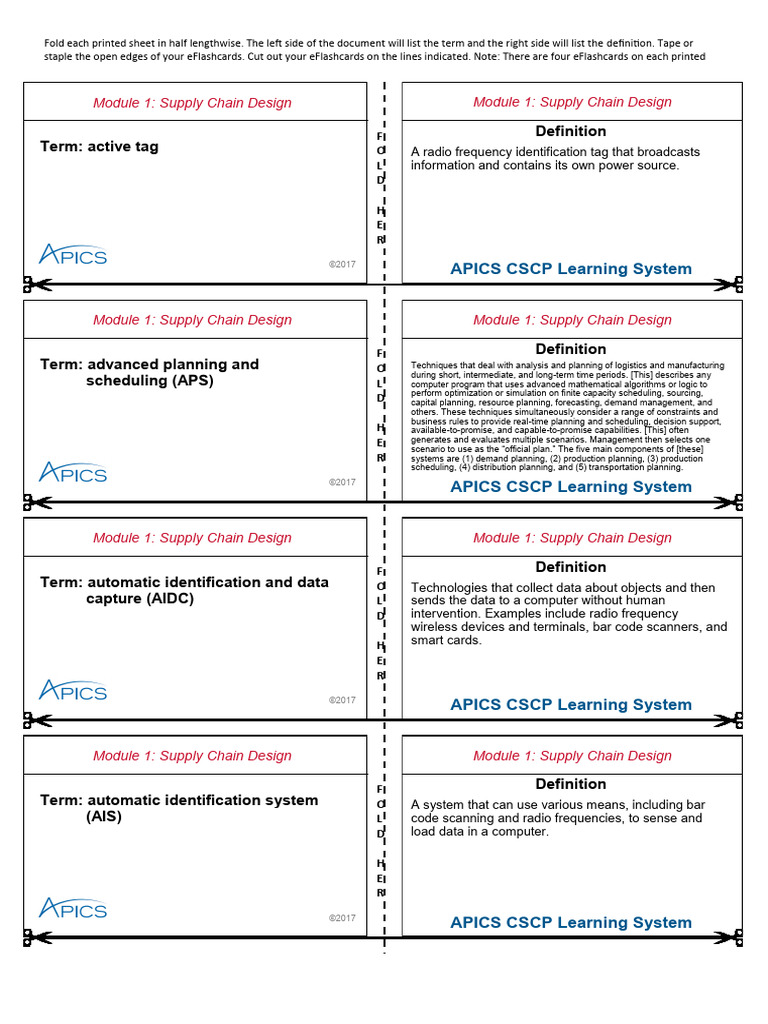 Fold Flashcards Mod1 APICS | PDF