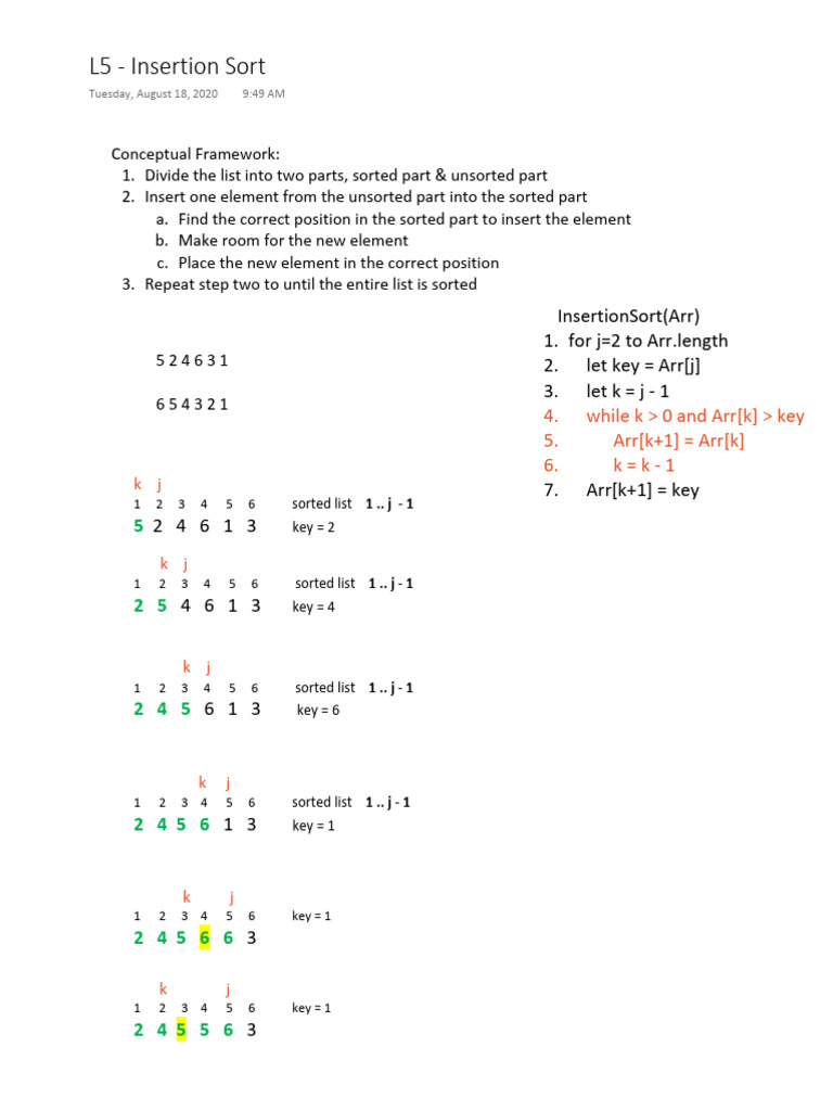 L5 Insertion Sort | PDF