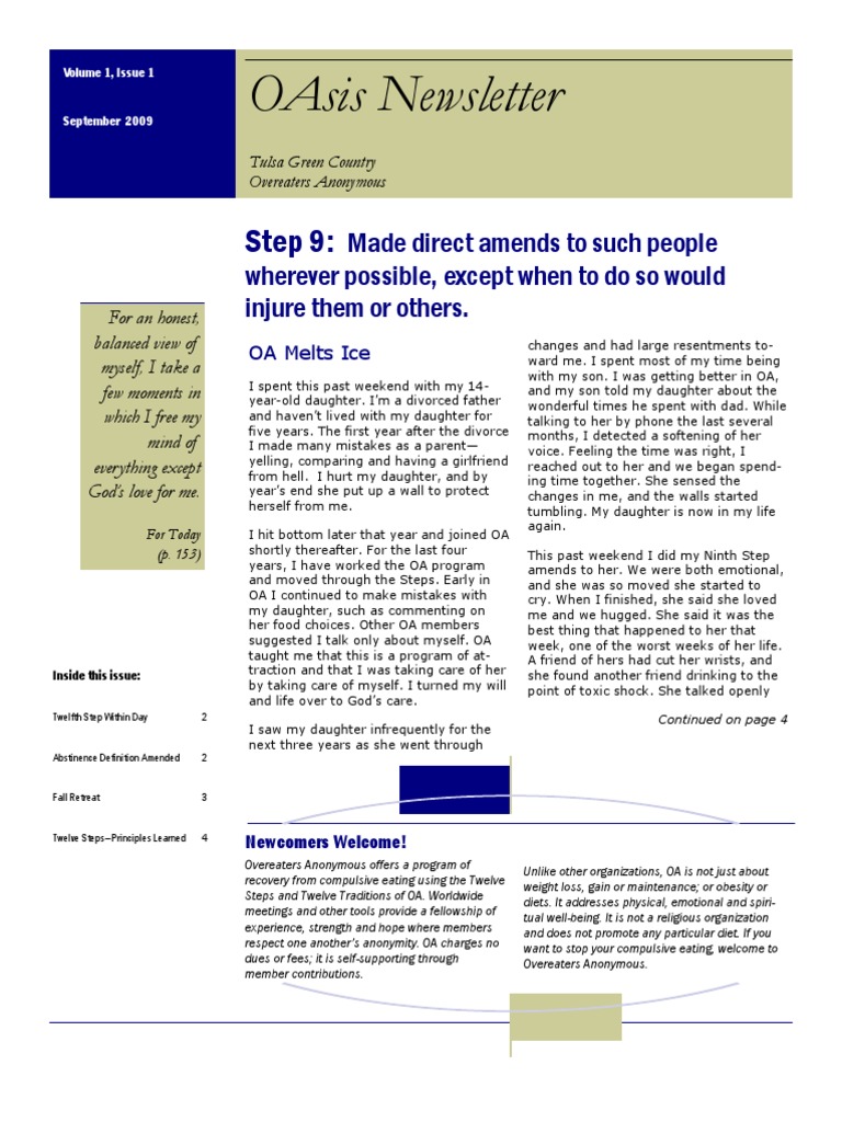 OA Newsletter: Recovery Insights & Events | PDF | Addiction And ...
