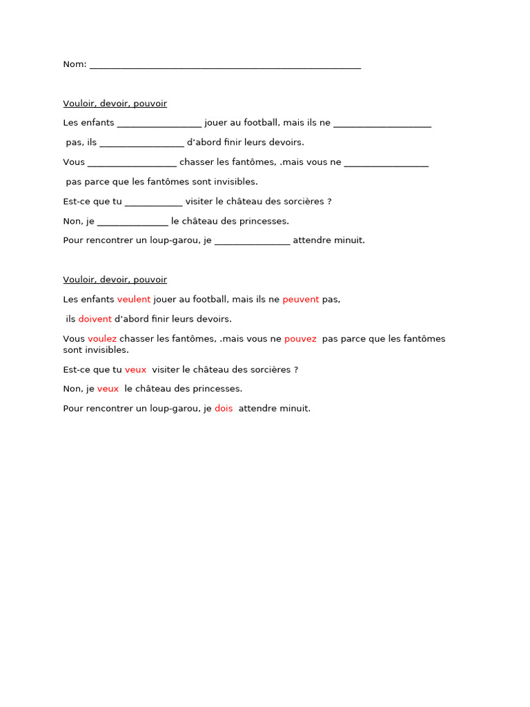 Devoir Vouloir Pouvoir | PDF