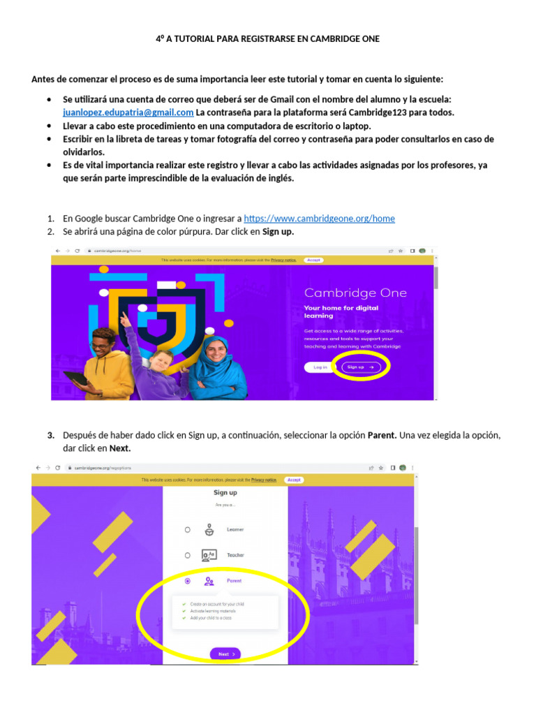 Tutorial Nuevo Ingreso Cambridge | PDF