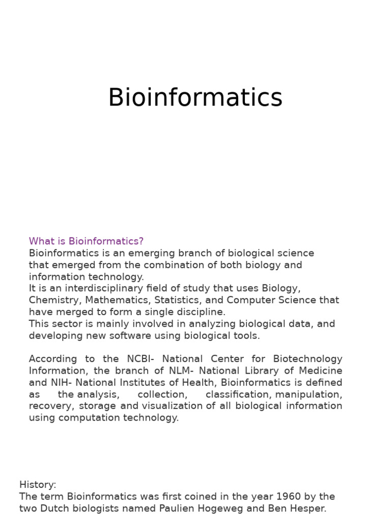 Bioinformatics 1 | PDF