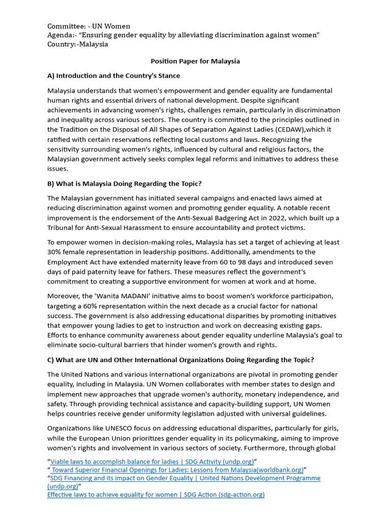 Position Paper-UNW-Malaysia-output | PDF