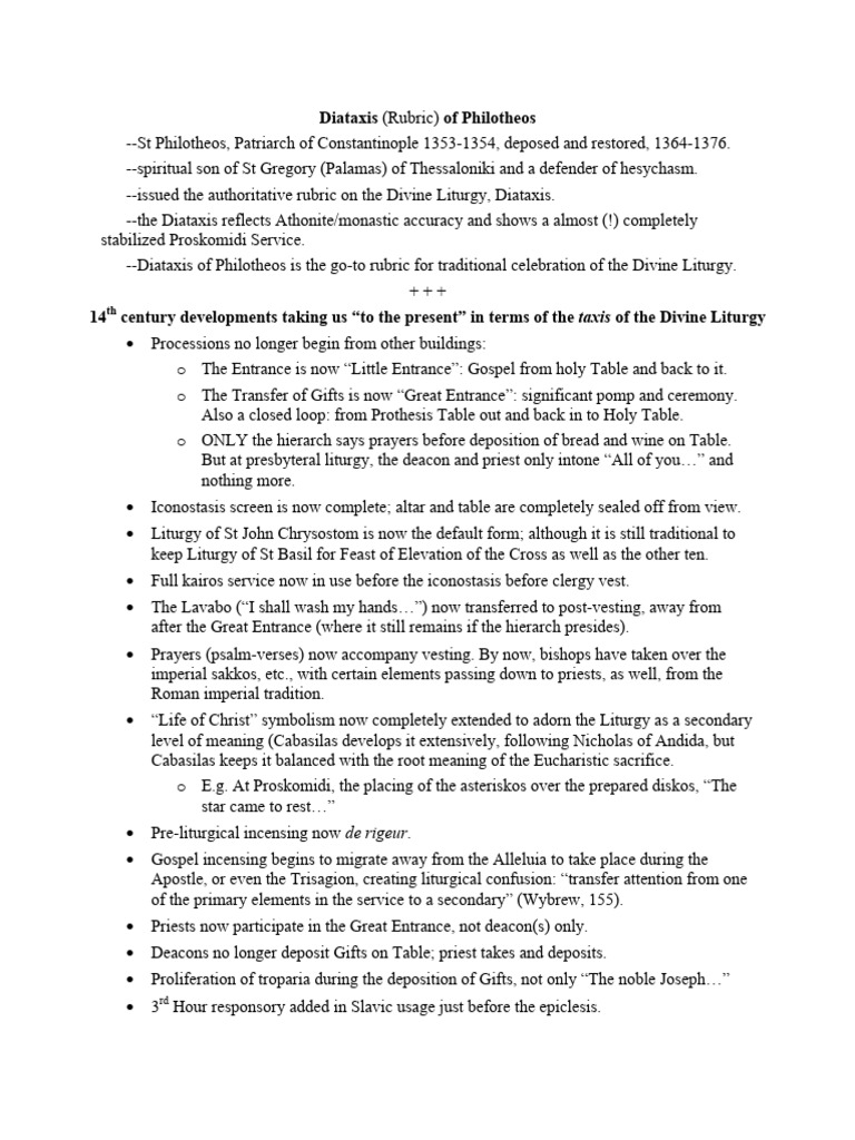 2020 Diataxis of Philotheos Handout | PDF