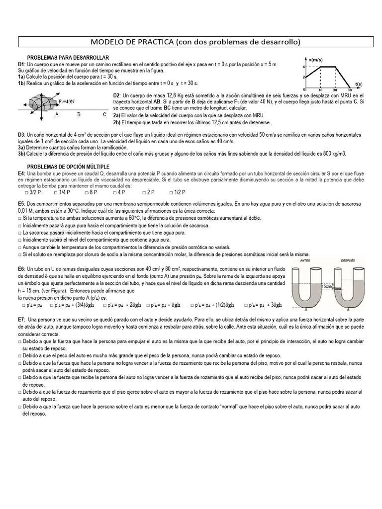 Modelo de 1er Parcial 2C - 2024 | PDF | Fuerza | Líquidos