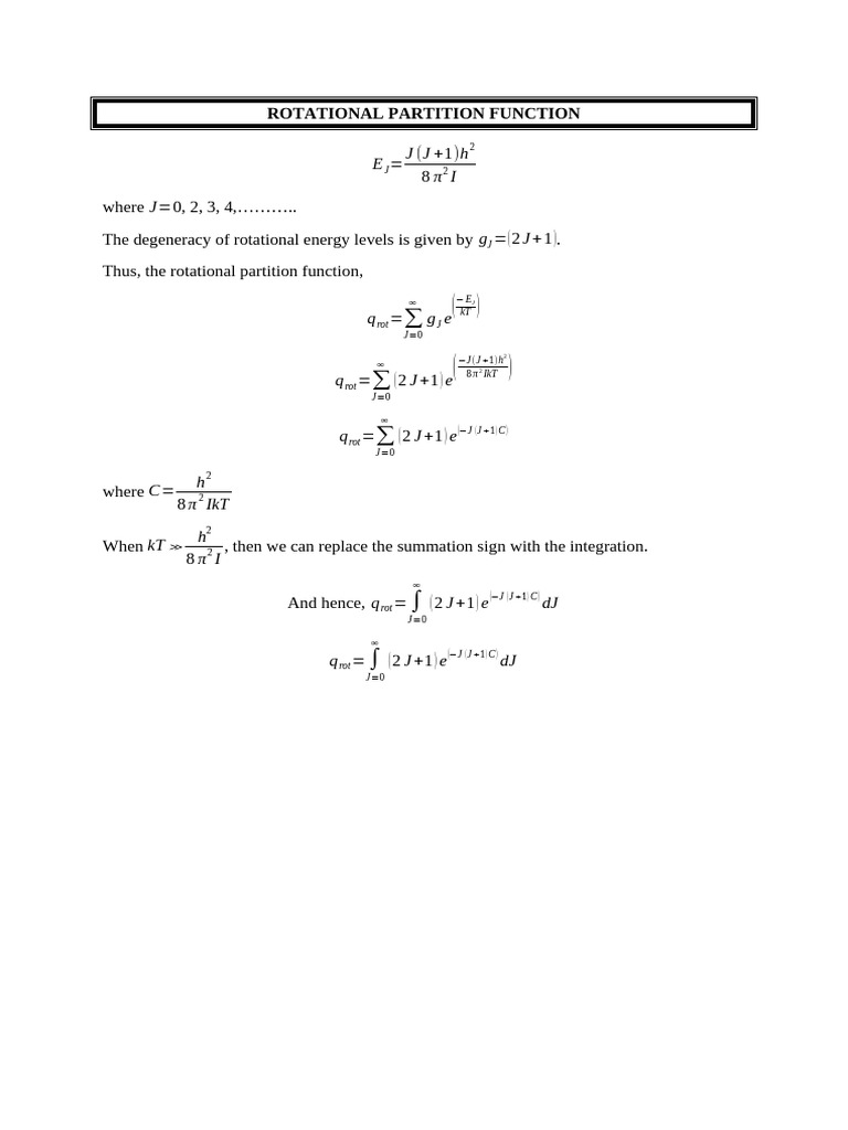 Rotational Partition Function | PDF