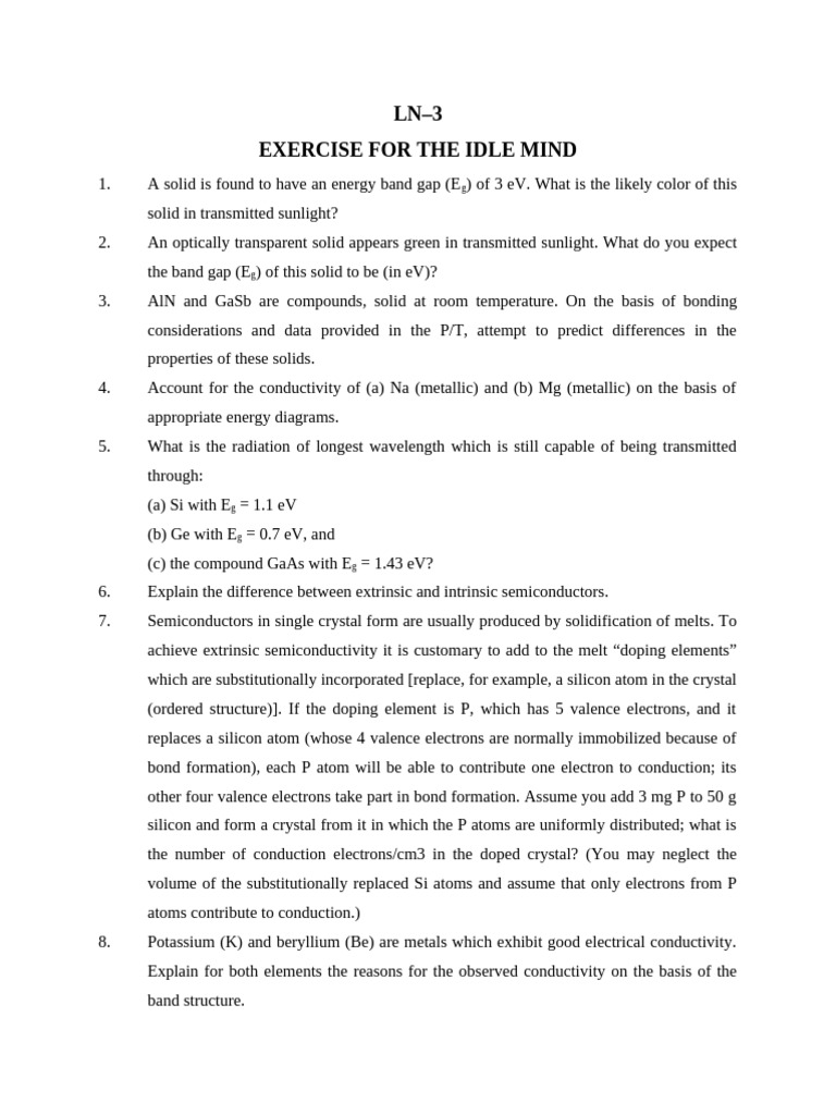 LN-3 Exercise for the idle mind | PDF