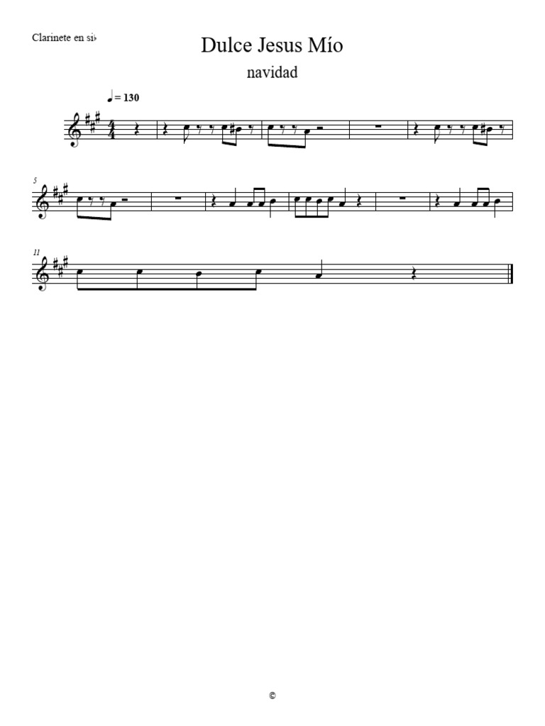 Dulce Jesus Mio Navidad - Clarinete | PDF