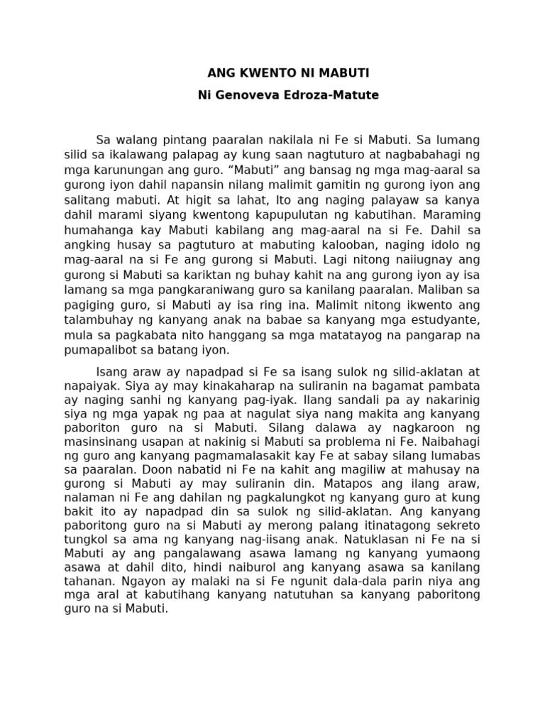 Ang Kwento Ni Mabuti | PDF