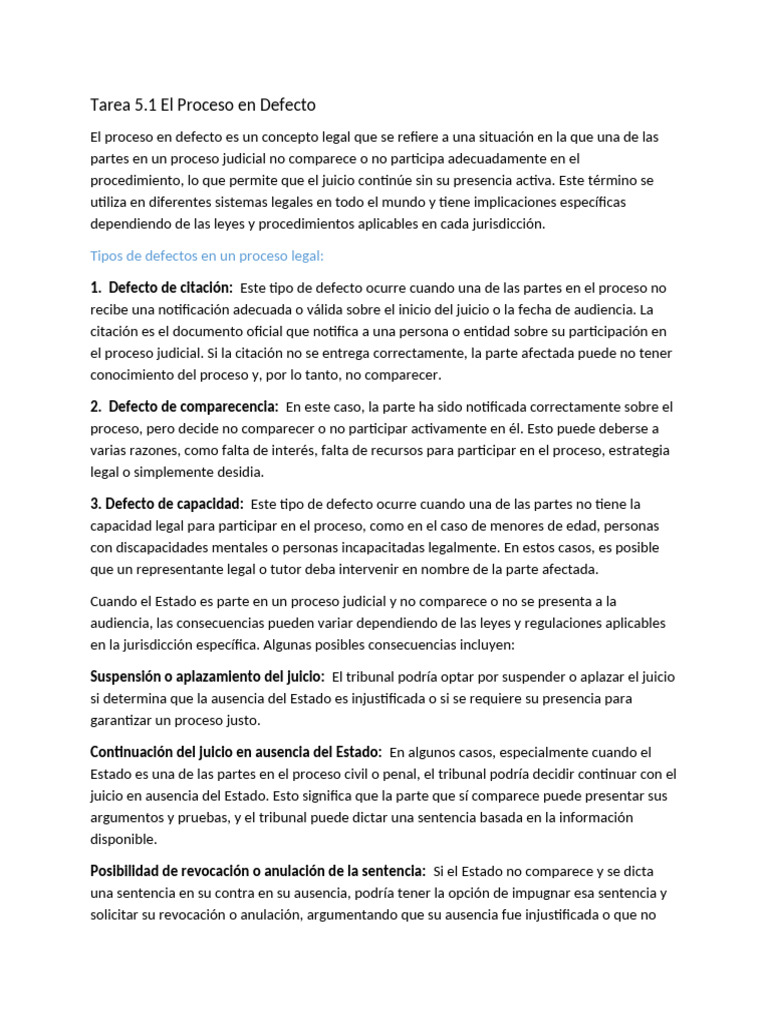 El Proceso en Defecto | PDF