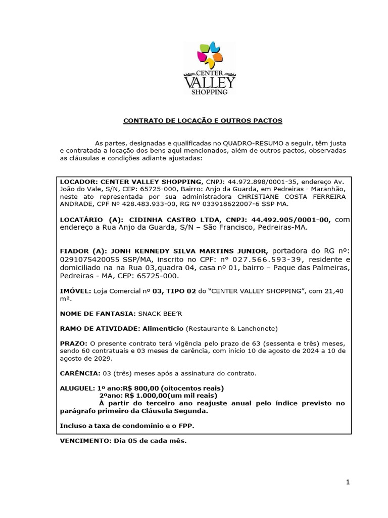 Contrato Snack Beer (Alterado) | PDF