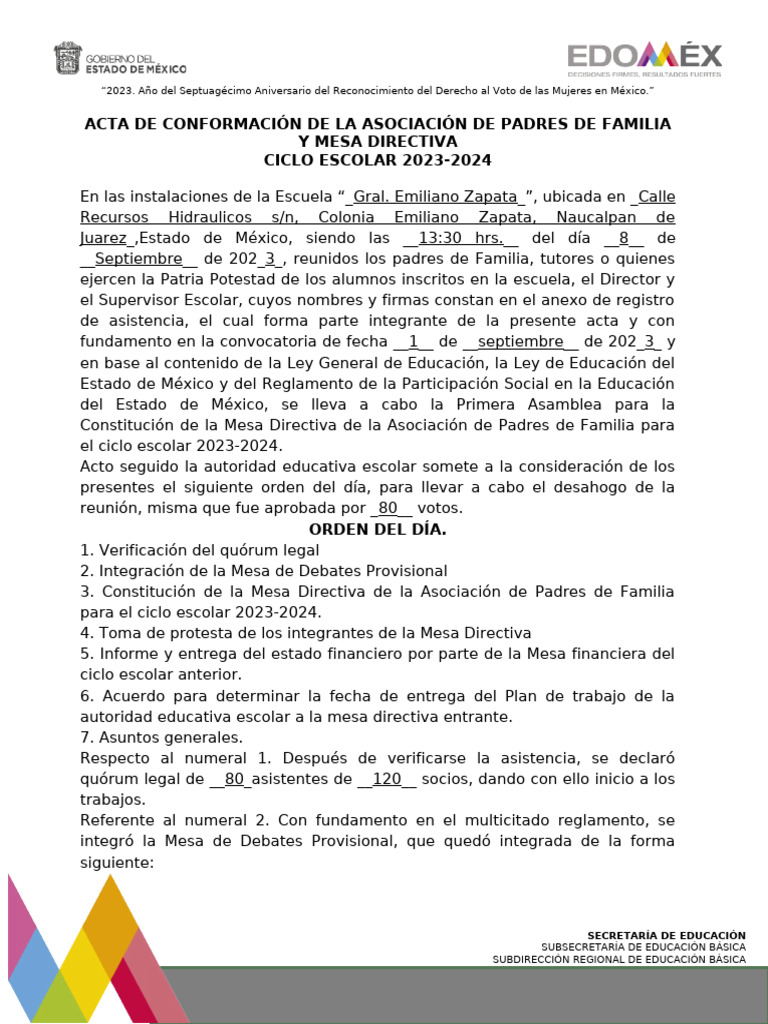 1.2 APF Acta de conformacion 2023 - 2024 | PDF