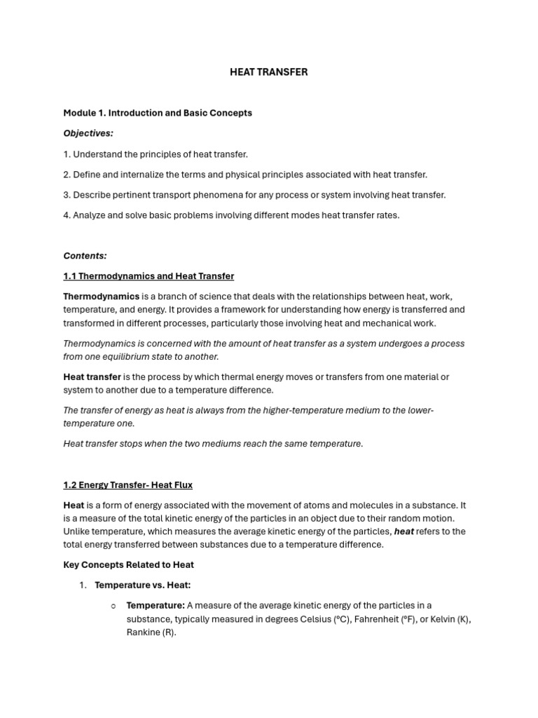Chapter 1 Basic Concepts of Heat Transfer | PDF