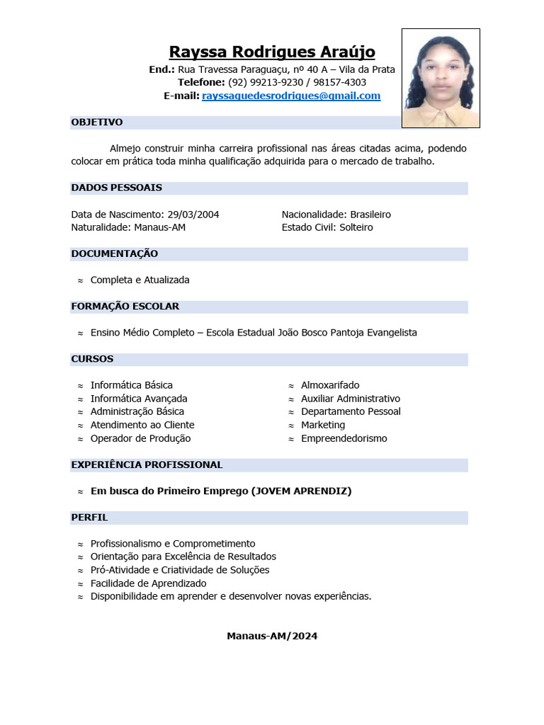 Rayssa Currículo. | PDF | Negócios