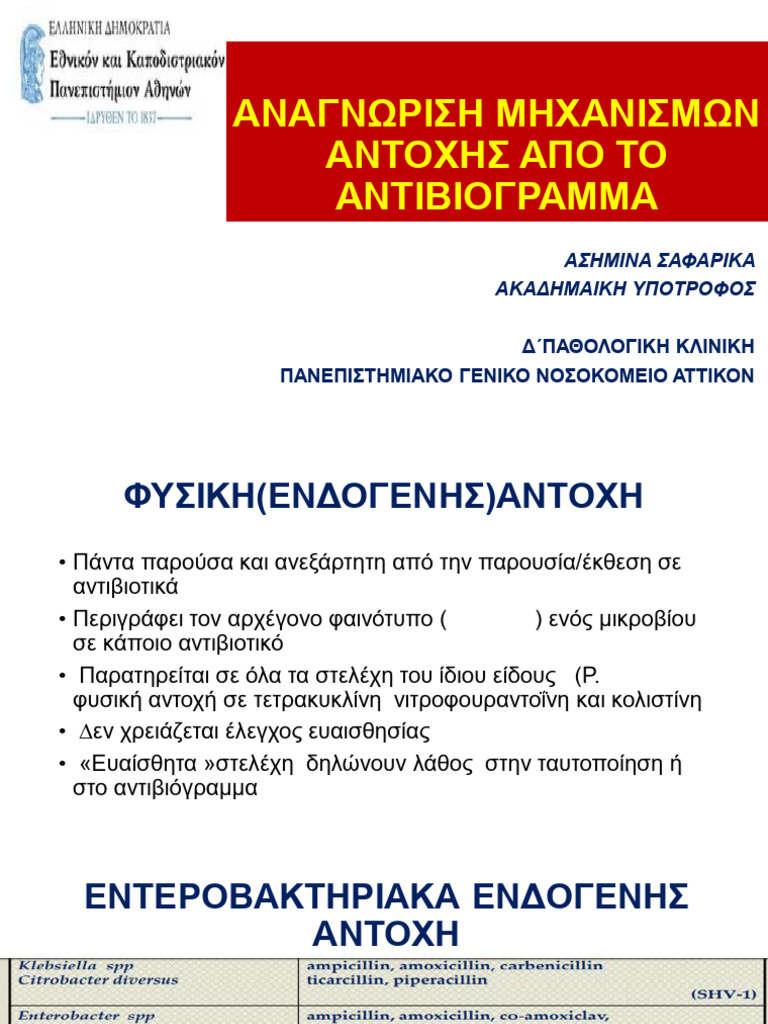 Μηχανισμοί Αντοχής Βακτηρίων σε Αντιβιοτικά | PDF | Beta Lactamase ...