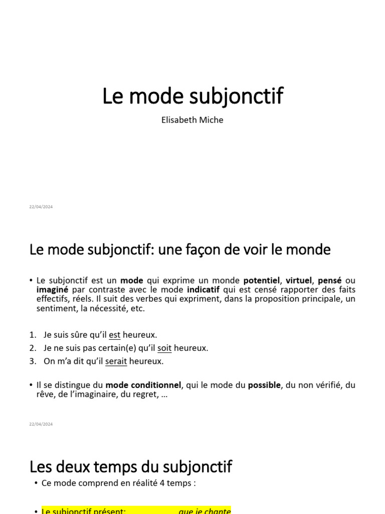 Le Subjonctif | PDF