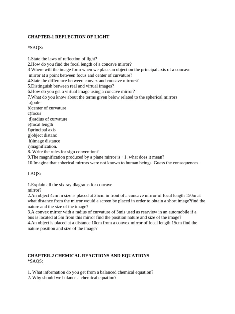 10TH-CLASS IMPORTANT QUESTIONS | PDF