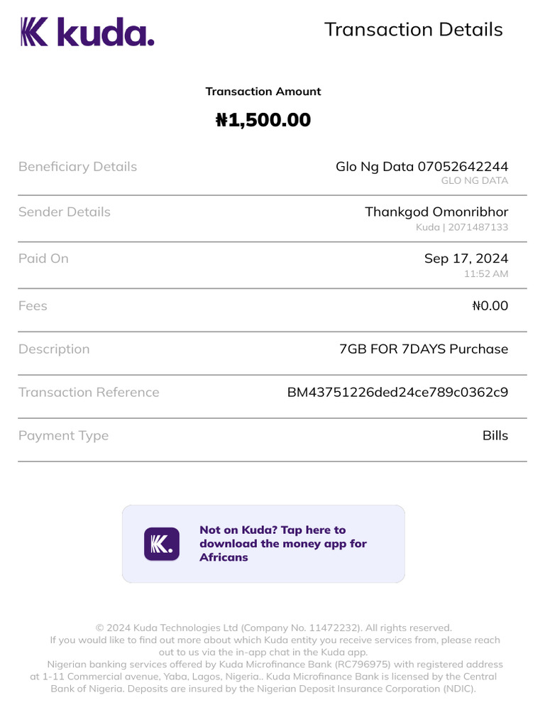 Transfer Receipt | PDF