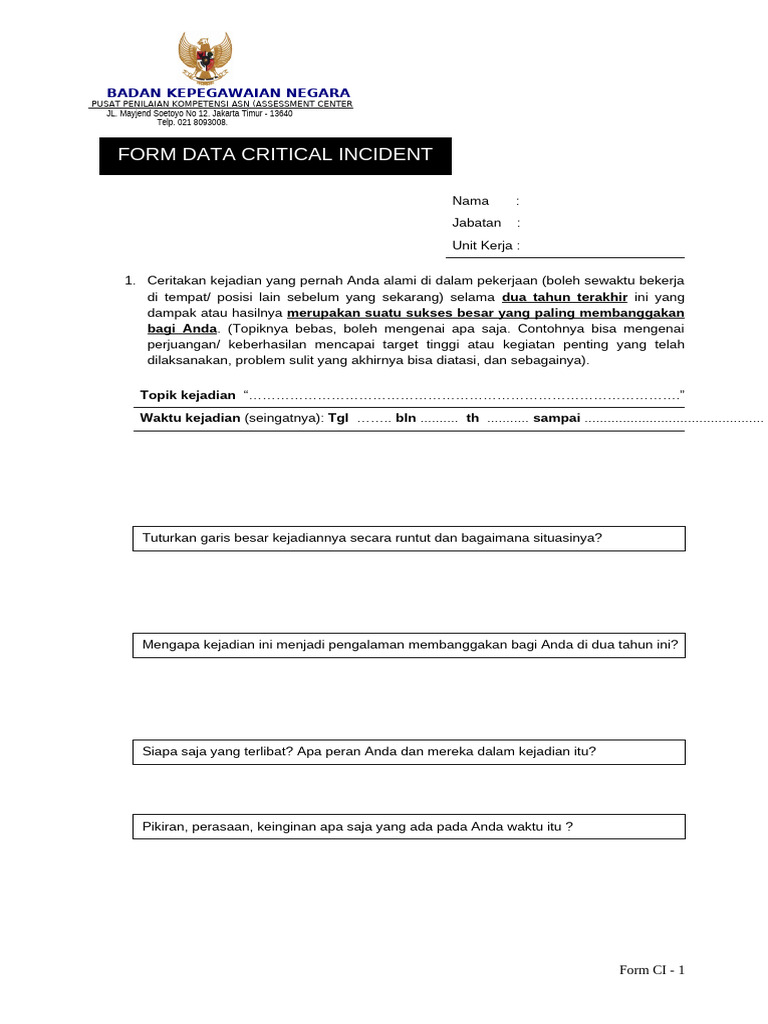 Form Critical Incident1 | PDF