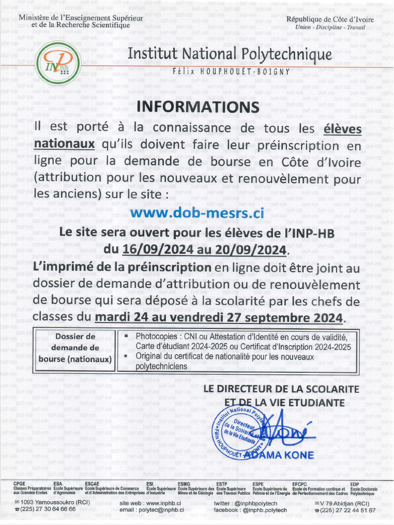 Information Bourses Ci 2024-2025 | PDF