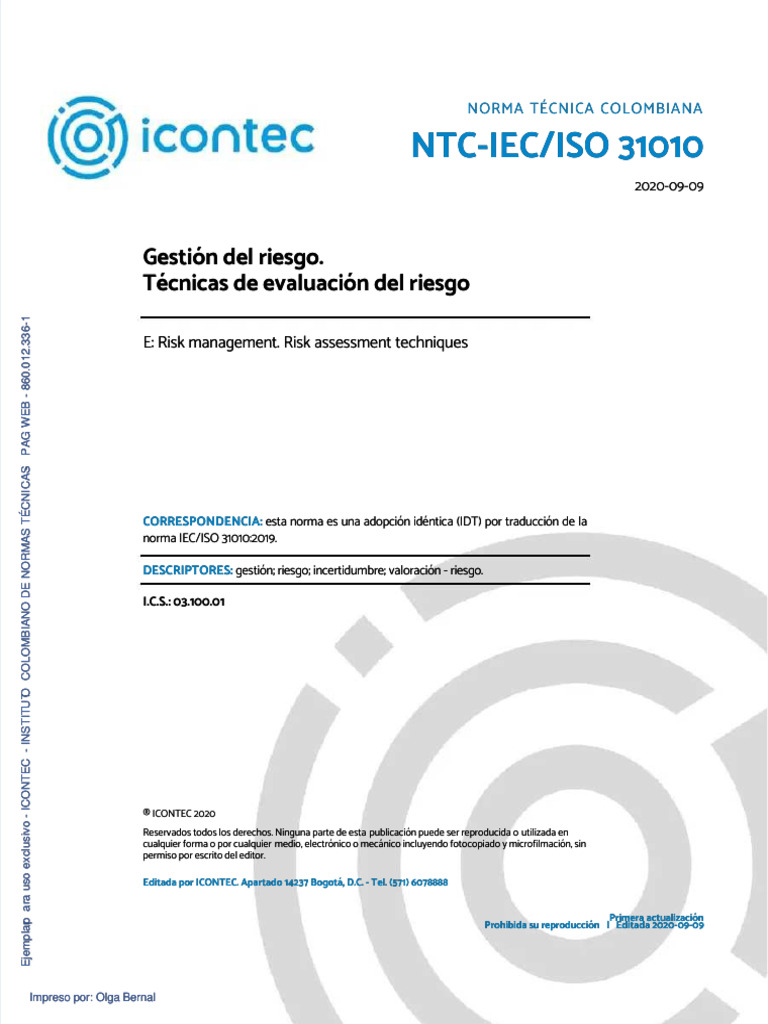 Ntc-Iec/iso 31010 | PDF